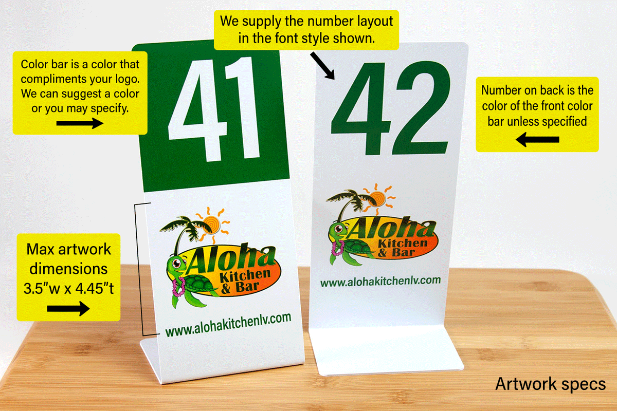 Custom Printed Double L Table Numbers | City Grafx