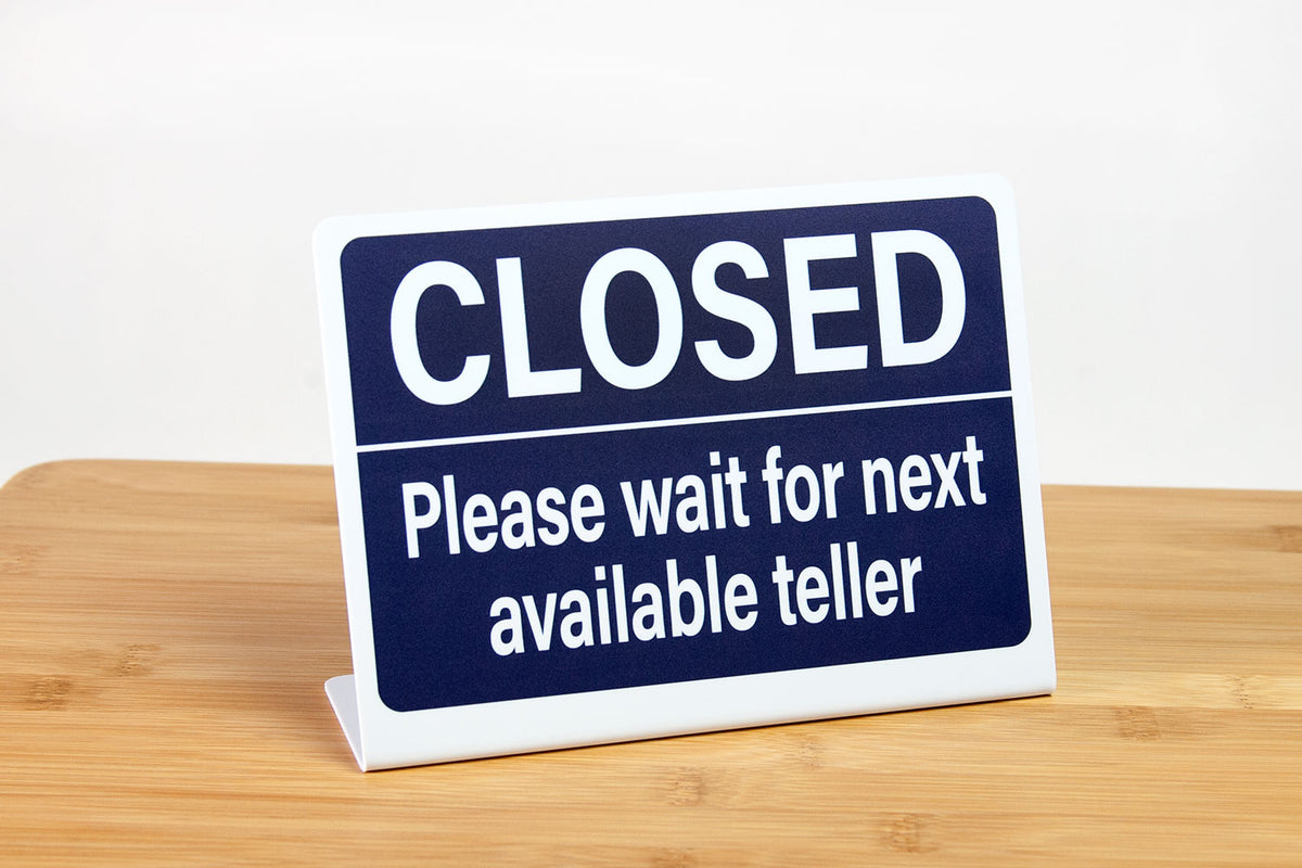 Teller Window Signs - Blue | City Grafx